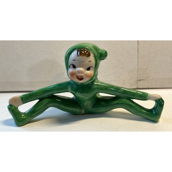 Unknown | Art | Vintage 95s Ceramic Pixie Green Elf With Legs Split 5 ...
